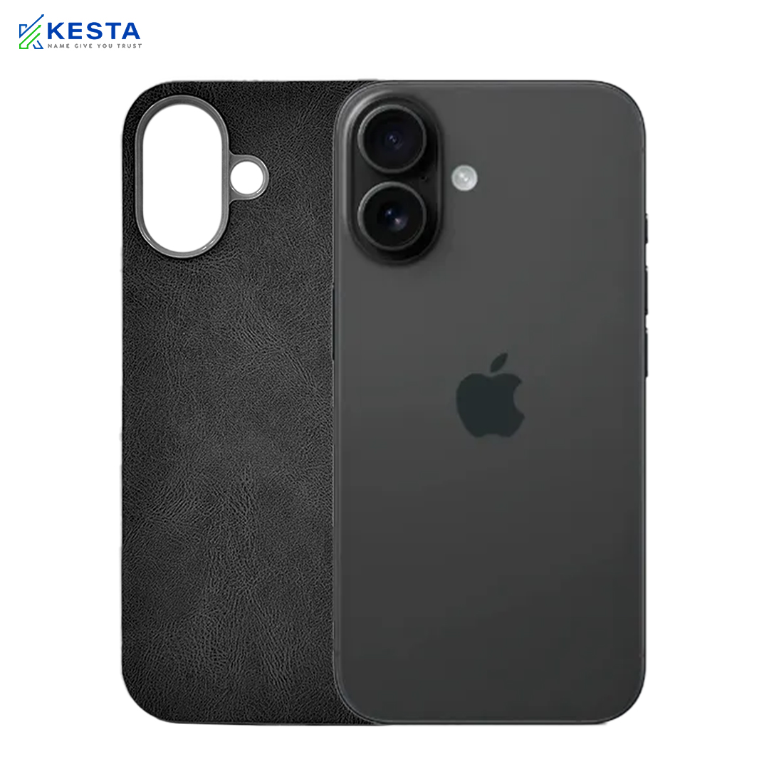 iPhone 16 Plus Cover - Brave Black Leather Cover - Kesta