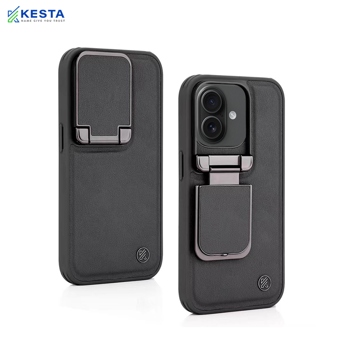 iPhone 16 Case - Elegant Black Leather - Kesta