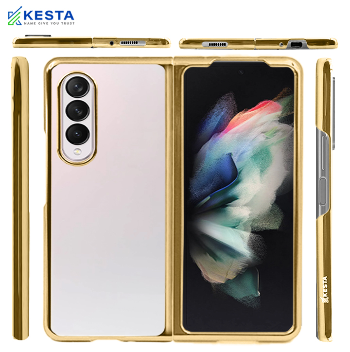 Samsung Z Fold 4 Cover - Noble Gold Transparent Case (FingerPrint ...
